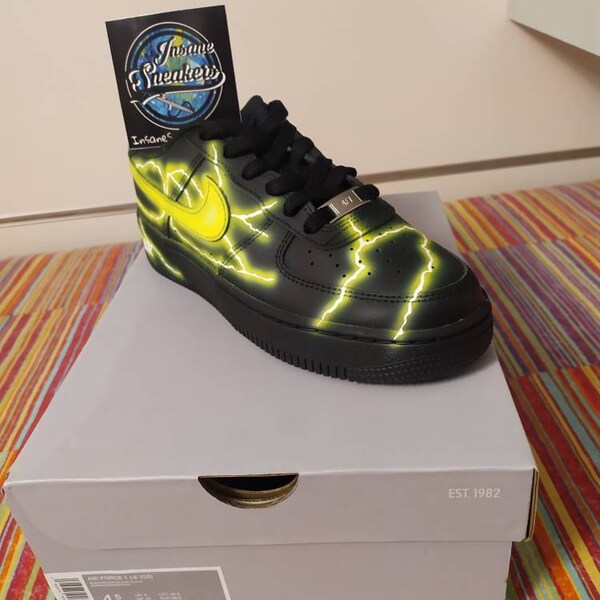 Nike Air Force 1 (AF1) "green Lightning" (cartoon Drip Logo - Custom ...