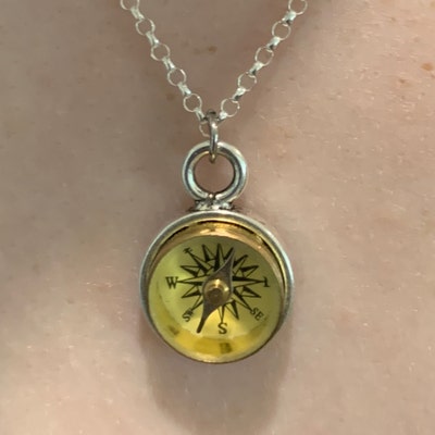 Tiny Working Compass Necklace, Silver or Gold Functional Compass ...