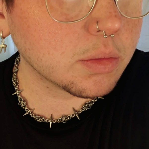 Spiked Star Necklace, Chainmail, Chainmaille Byzantine, Stainless Steel ...