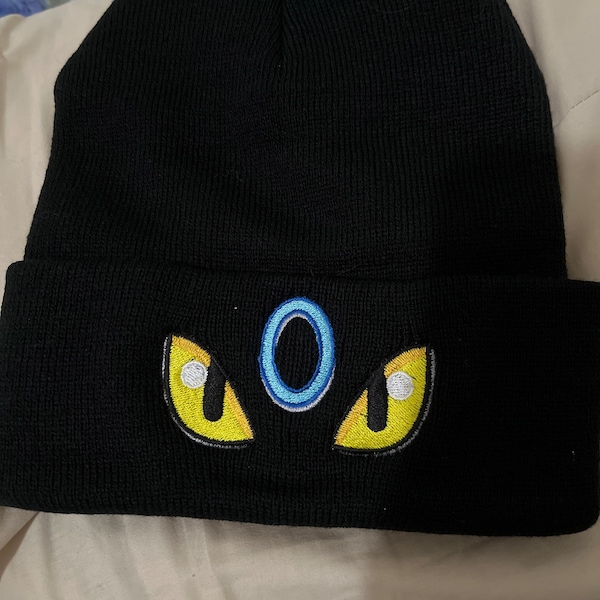 Adult Embroidered Umbreon Pokemon Themed Black Beanie | Kawaii - Etsy