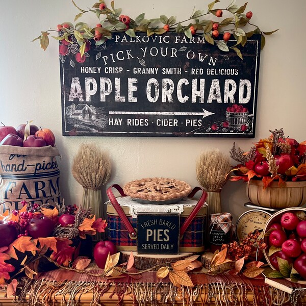 Custom Name Sign Apple Orchard Sign Rustic Fall Decor Established Sign ...