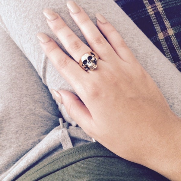 Statement Ring - Skull Ring - Bronze Human Skull Ring - Etsy