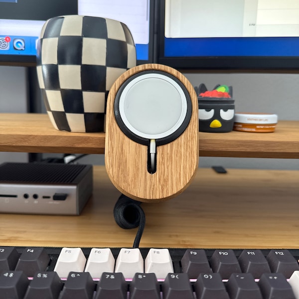 Wooden Cable Holder for Desktop and Wall, Magnetic Organizer for Five ...