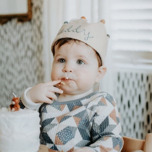 Fabric Linen First Birthday Crown and Keepsake Gift - Etsy