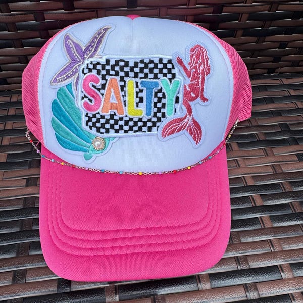 Checkered Salty Iron on Heat Adhesive Embroidered Patch, Western ...