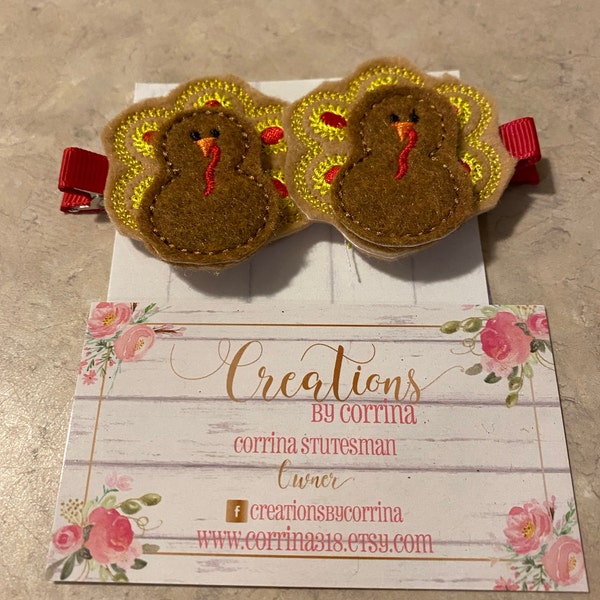 Turkey Hair Clip, Turkey Hair Bow, Turkey Hair Accessories, Felt Hair ...