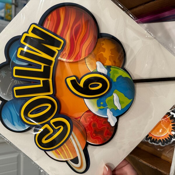 Custom Solar System Cake Topper - Space Cake Topper, Planets Birthday ...