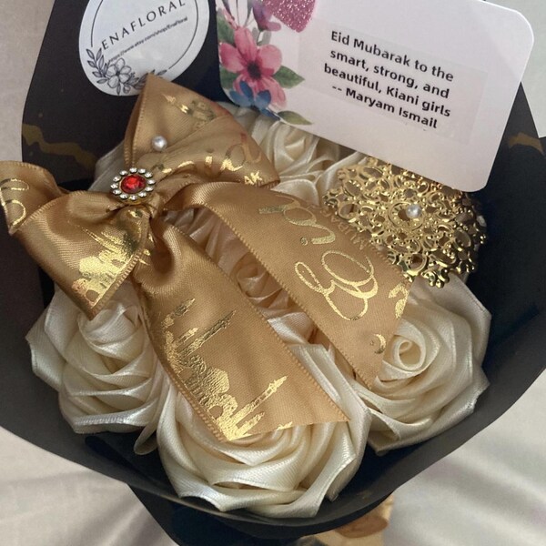 Graduation Ramo Buchon With Teddy Bear, Eternal Rose Bouquet, Handmade Fake Flower, Ever Lasting ...