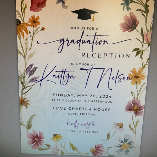 Wildflower Graduation Party Invitation, Wildflower Graduation ...