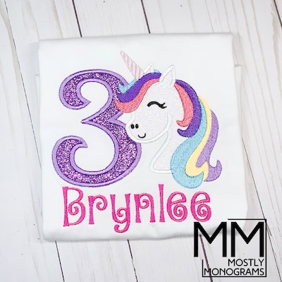 Unicorn, Applique Design, Machine Embroidery, Unicorn Birthday, Girl ...