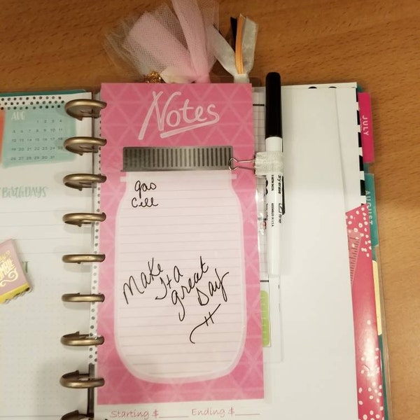 Reusable to Do / Notes Laminated Planner Insert With Elastic Pen Holder ...