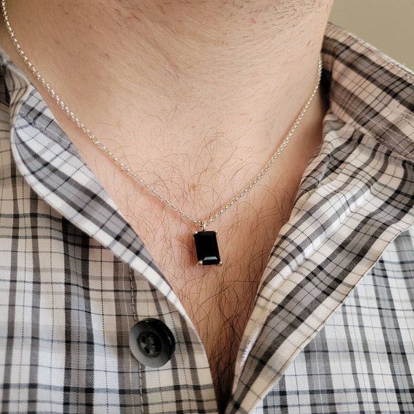 Stunning Rectangle Black Onyx Necklace · Simple Crystal Pendant ...