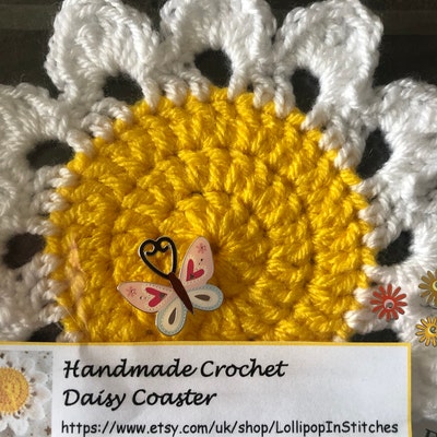 Handmade Crochet Daisy Coaster - Etsy