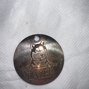 Dog Tag, Name Tag, Pet ID, Dog Name Disc, Engraved Stainless Steel ...