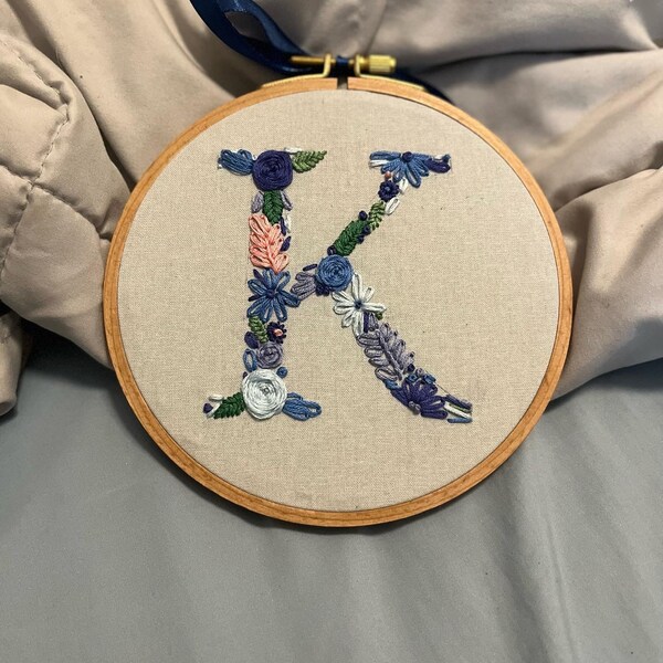 PDF Pattern - Letter K Floral Monogram, Embroidery Pattern, Alphabet ...