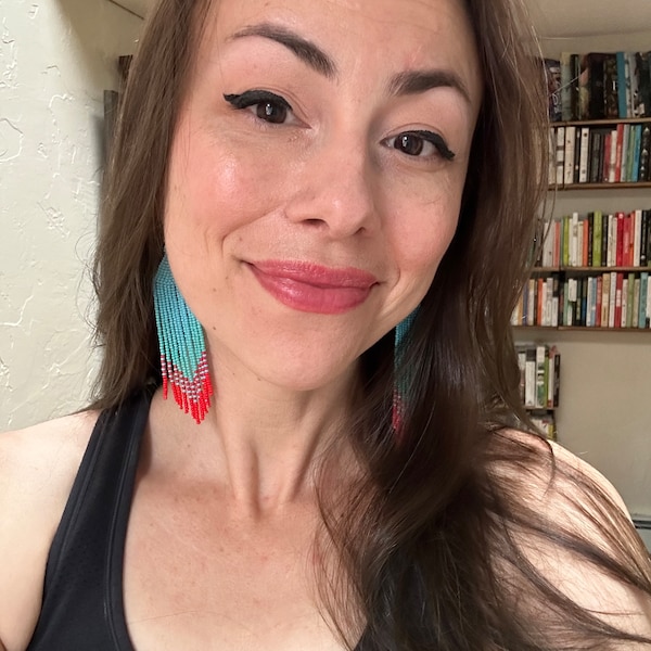 Long Beaded Tube Earrings, Native Style Beaded Earrings, Boho Chic ...