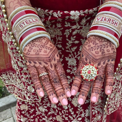 Rich Silk Red Brocket Trousseau Trunk With Chooda, Kaleera Box Wedding ...