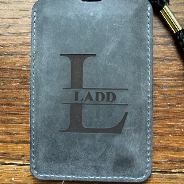 Custom Leather ID Card Holder, Personalized Leather Badge Holder ...