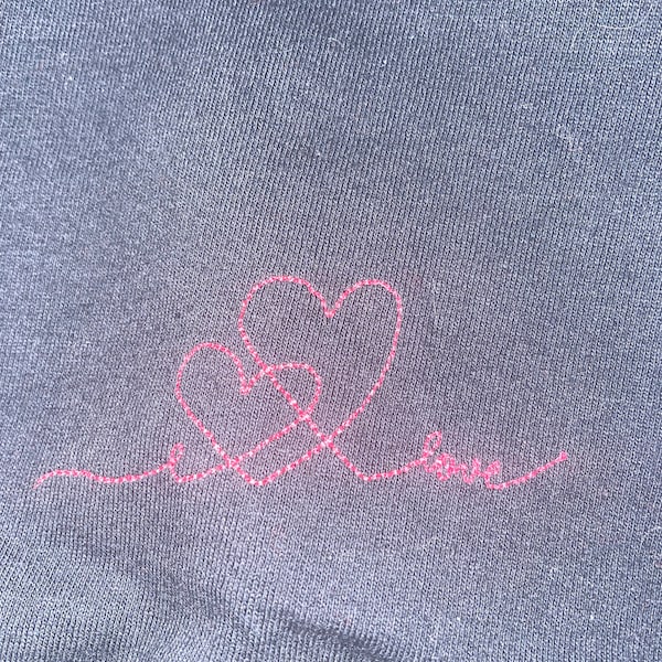 Two Heart Embroidery Design, Love Line Art Embroidery Design, Machine ...