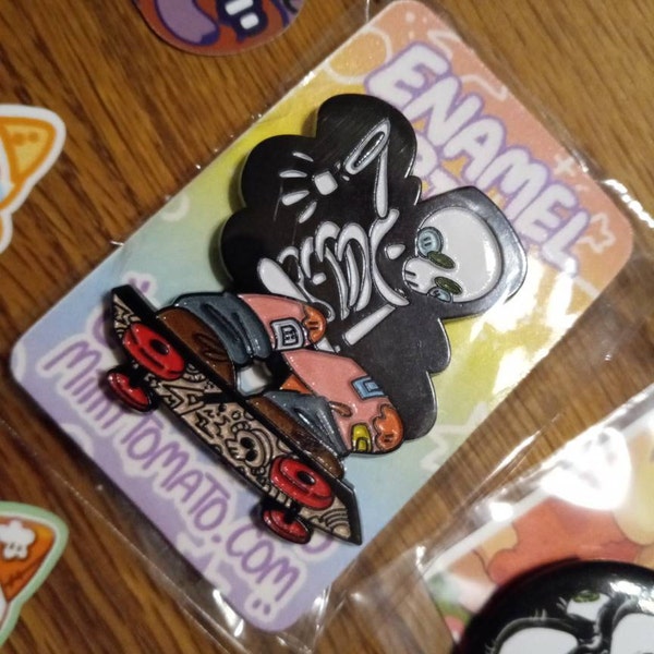 Skeleton Ghost Skater Enamel Pin 2in - Etsy