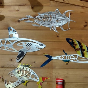 Marlin Chasing Flying Fish Metal Wall Art Metal Fish Art Home | Etsy