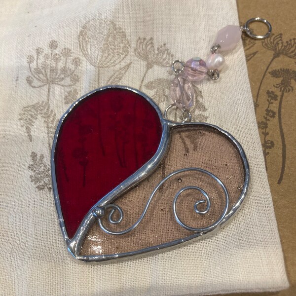 Stained Glass Heart. Heart Suncatcher. Love Heart. Red Heart. Glass ...