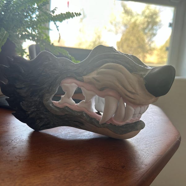 Snarling Wolf Mask - 3D Printed Demon Oni Half Mask - Etsy