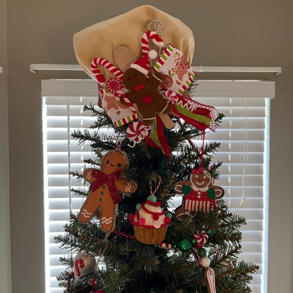 Mint Green and Red Christmas Tree Topper Whimsical Tree Topper ...