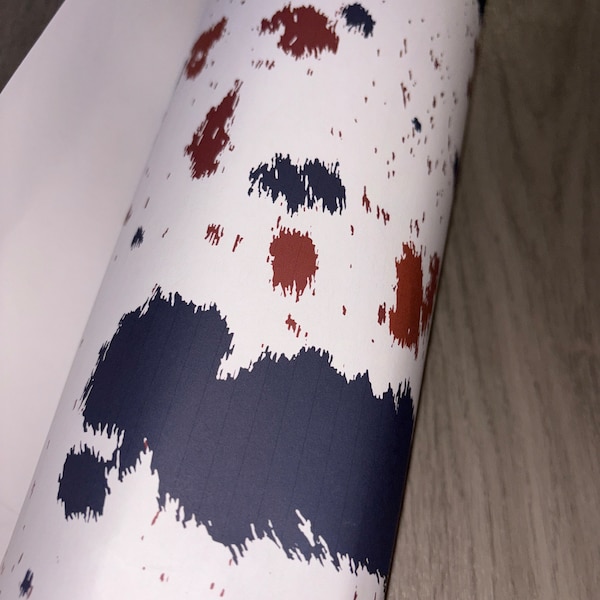 Cowhide Western Wrapping Paper Roll, Black Brown & White Cowhide ...