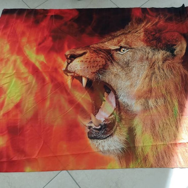 Stand & Roar - Fiery Lion - Printed Harbotai Silk Flag - Etsy