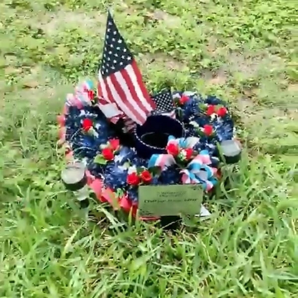 Open Heart Cemetery Wreath, Red White Blue, Sympathy Wreath, Gravesite ...