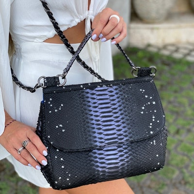 Snakeskin Purse Python Crossbody Bag Python Purse Multicolor Purse ...