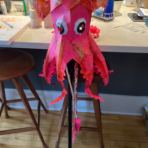 Octopus Mask DIY, Low Poly Mask Devilfish, Paper Craft Mask Poulpe, Pdf ...