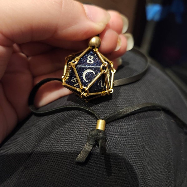 Removable Dice Cage Necklace D20 Jail Pendant Solid Brass and Deerskin Leather - Etsy