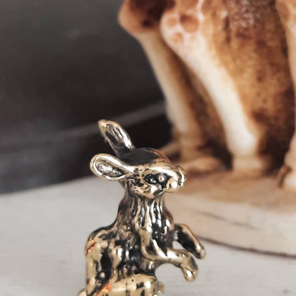 Jackrabbit Brass Small Animal Sculpture Handmade Collectible Figurine ...