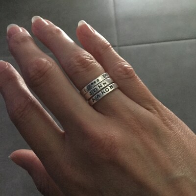 Personalized Sterling Silver Ring Couples Ring Anniversary Band Hand ...