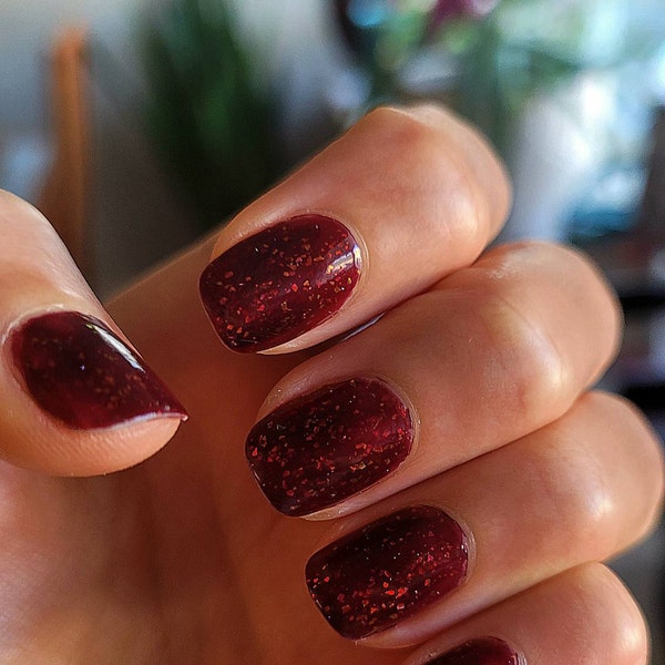 Bitten - Deep Blood Red Jelly Shimmer Nail Polish - Etsy