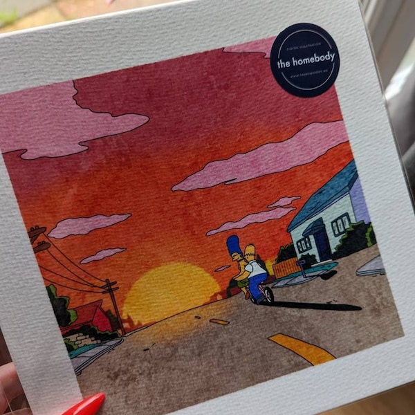 The Simpsons Homer and Marge Sunset Print, Poster Watercolor ...