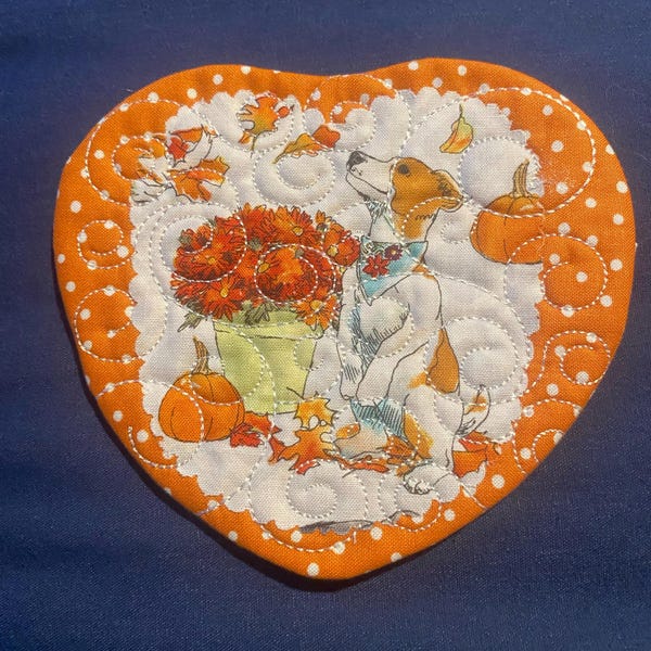 HEART - Patchwork - Cute Mug Rug Coaster - 5" X 5" - Whimsical ...
