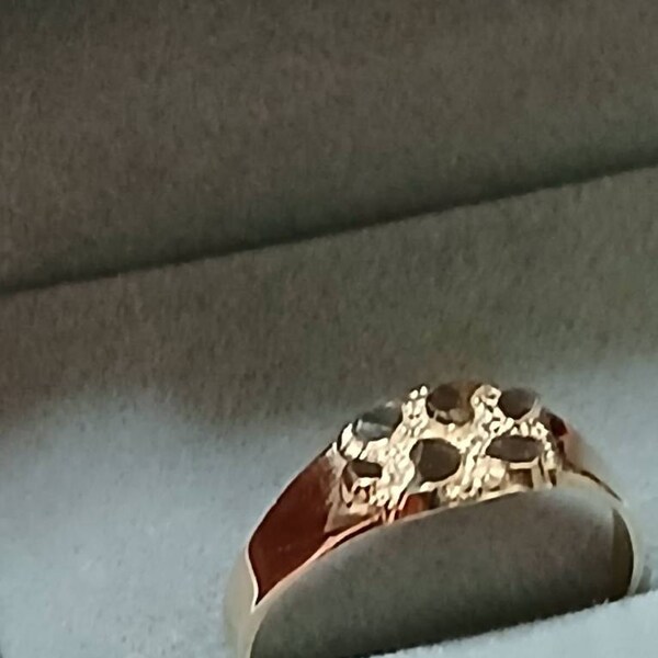 10k & 14k Solid Gold Vintage Nugget Smashing Band Ring Gift for Men ...