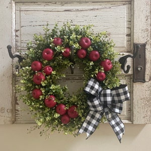 Red Apple Wreath, Everyday Wreath, Fall, Greenery Wreath With Apples ...