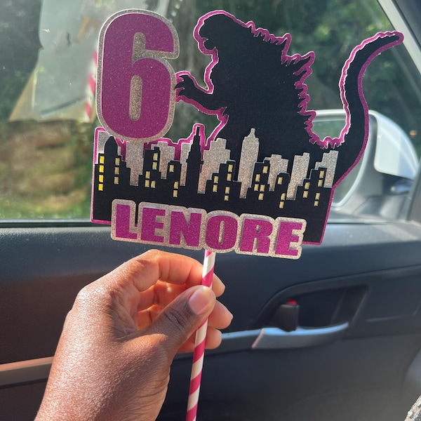 Godzilla Themed Personalised Cake Topper - Etsy
