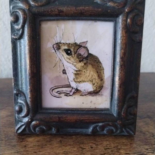 Mouse Framed Miniature Watercolor Art Print by James Steeno Mini Art ...