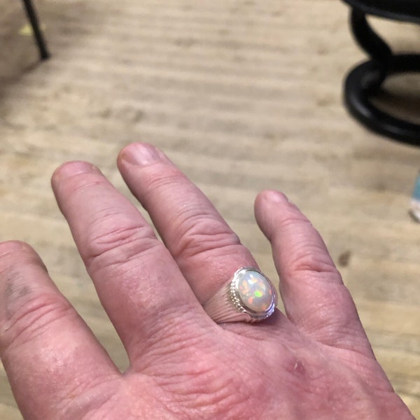 Blue Topaz Men's Ring, 925 Sterling Silver Ring, Natural Swiss Blue ...