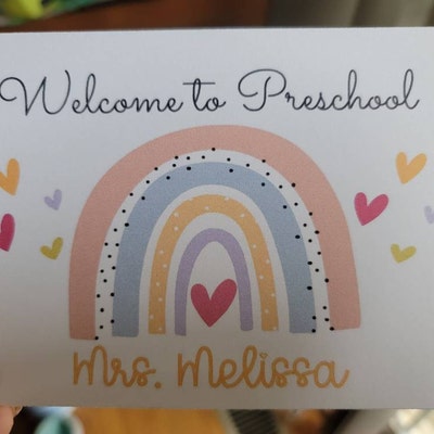 Editable Teacher Postcard to Students, Boho Rainbow Welcome Back to ...