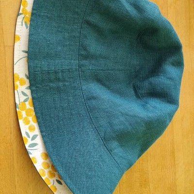 Vintage Linen Sun Hat Tangerine Bucket Hat Floral Sun Hat Reversible ...