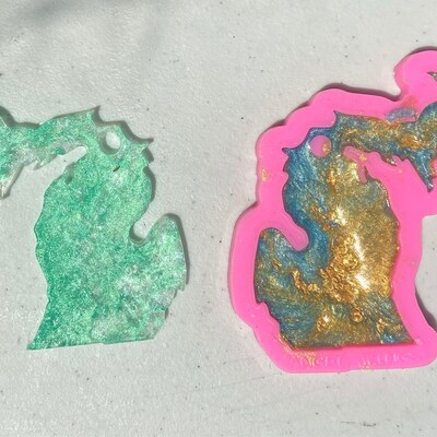 Shiny Michigan Shape Keychain Mold DIY Epoxy Craft Silicon Molds for ...