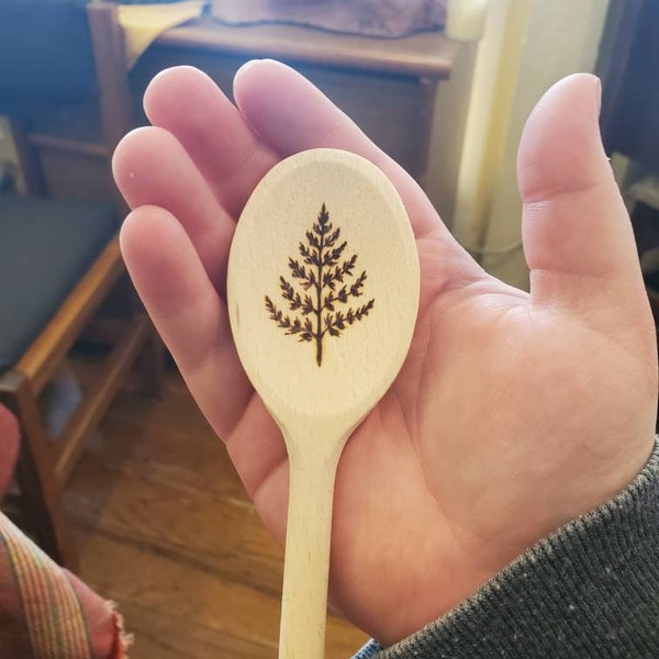 Snowflake and Pine Tree Wooden Spoons, Winter or Christmas Themed ...