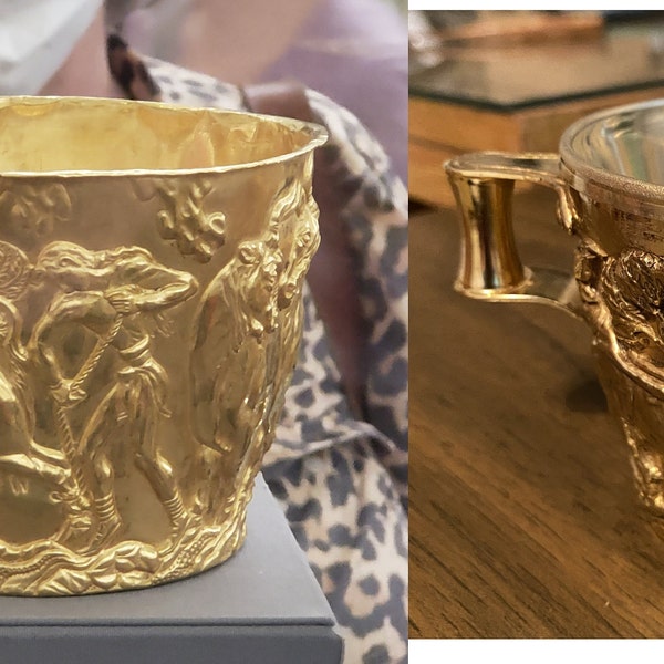 Mycenaean Gold Cup, Ancient Greek Artifact Museum Replica in Copper 24K ...
