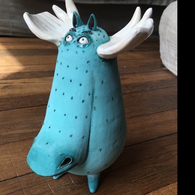 Ceramic Sculpture Ceramic Figurine Moose Sculpture Deer - Etsy